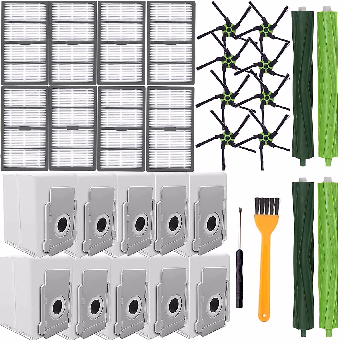 Loerthy Replacement Parts Kit Compatible with Roomba s9(9150),s9+(9550),s Series Vacuum Cleaner.Pack of 2Set of Multi-Surface Rubber Brushes,8 Side Brushes8Filters,10 Dust Bags,2 Tools…