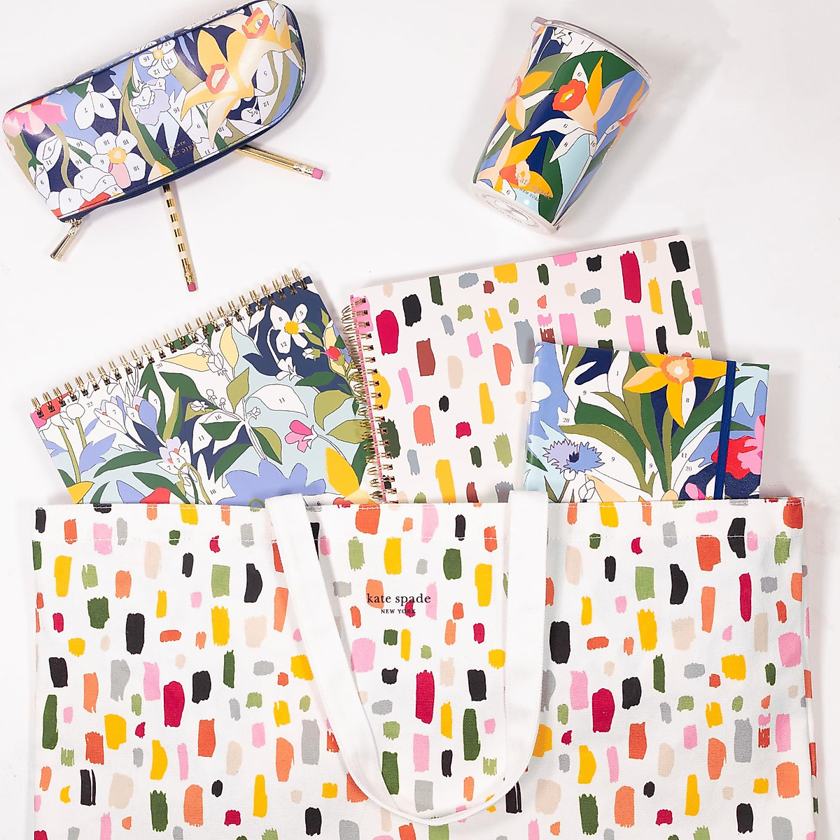 kate spade new york Small Insulated Stainless Steel Tumbler, 12 Ounce Double Wall Travel Coffee Cup with Lid, Paint by Numbers