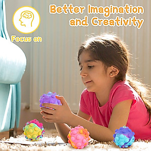 Pop Fidget Toys Its Ball Toy 4 PCS 3D Stress Balls It Pop Fidgets Pack Party Favors for Kids Toys Autism Sensory Toys Bulk Squeeze Toys Toddler Toys for Boys Adult Stress Relief Easter Basket Stuffers