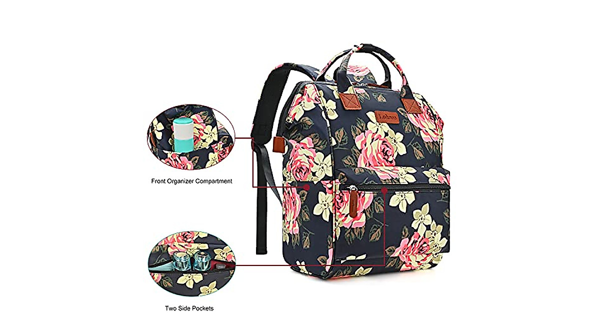 BRINCH 15.6 Inch Laptop Backpack with USB Port & Peony Print