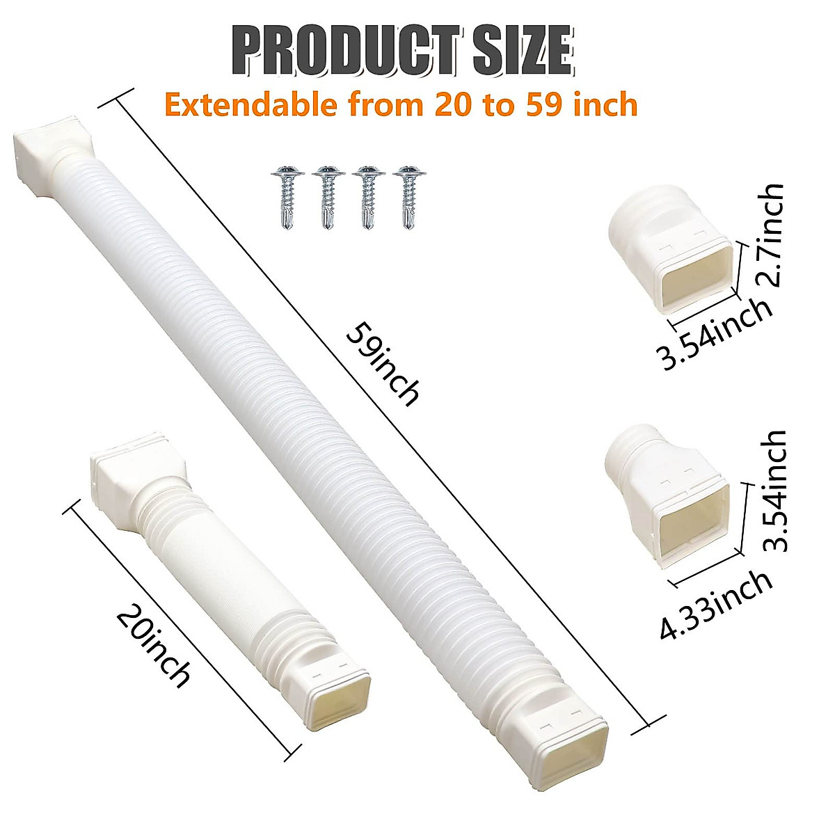 Retractable Rain Gutter Drain Downspout Extender Roof Drain Hose Drain Extender Drain Pipe Extension Connector Drain Connection Telescoping Extension Hose Accessories for Home Improvement(White)