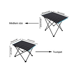 Tuimiyisou Mini Folding Table Portable Outdoor Aluminum Alloy Barbecue Table with Carry Bag for Camping Picnic Mountaineering (M) Fishing Supplies-Fishing Chair