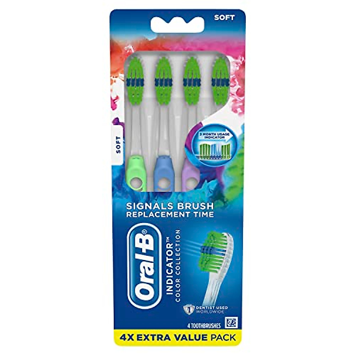 Oral-B Indicator Color Collection Toothbrushes, Soft, 4 Count