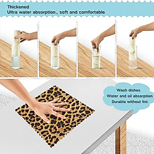FRODOTGV Seamless Leopard Texture Skin Microfiber Kitchen Towels Rags Dish Towels Tea Towel Terry Cloth Kitchen Hand Towels Kitchen Hand Towels Hanging