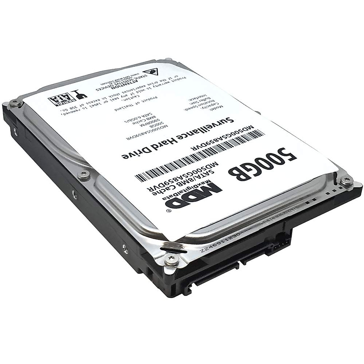 MaxDigitalData 500GB 8MB Cache 5900PM SATA 6.0Gb/s 3.5" Internal Surveillance CCTV DVR Hard Drive (MD500GSA859DVR) - w/ 2 Year Warranty