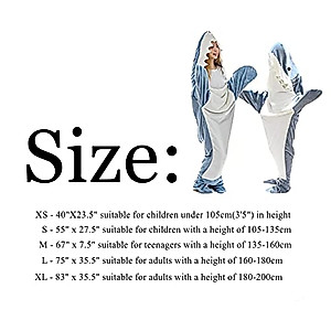 Wearable Shark Blanket Hoodie,Sleeping Bag Soft Cozy Flannel Shark Blanket for Adult Women Men Shark Gifts (75"x35.5"(L))