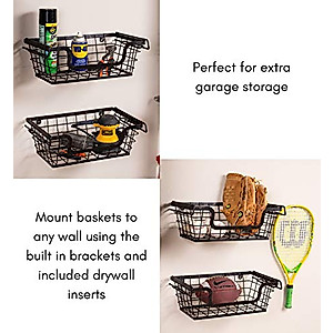 BirdRock Home Wire Basket for Storage - Set of 2 Baskets - Stackable - Hanging – Wall Shelf - Fruit Vegetable Organization – Pantry Cabinet - Metal Bin for Kitchen Counter – Bathroom Storage