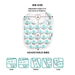 KiddyStar Premium Organic Cotton Toddler Bib, 5-pack Extra Large Baby Bibs, Baby Shower Item for Feeding, Drooling, Teething (Dinos & Whales)