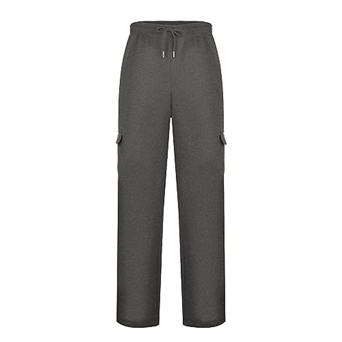 Womens High Waisted Cargo Pants with Drawstring Athletic Workout Fleece Sweatpants Combat Military Trousers Wide Leg Casual Pants 4 Pockets Dark Gray