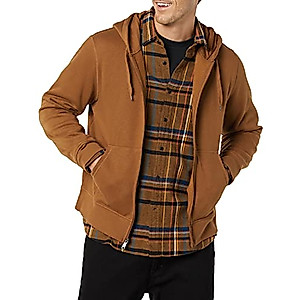 Amazon Essentials Men's Full-Zip Hooded Fleece Sweatshirt (Available in Big & Tall), Toffee Brown, Large