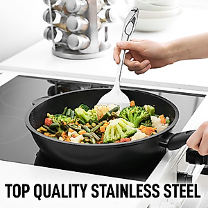 Zulay Kitchen Premium Stainless Steel Metal Spatula - Cooking Spoon Turner - Durable Cooking Utensil with Ergonomic, Easy to Use Handle - Easy to Clean, Perfect for at Home Cooks & Chefs - 15”