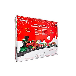 Lionel Battery-Operated Disney Mickey Mouse Express Toy Train Set with Locomotive, Train Cars, Track & Remote with Authentic Train Sounds, & Lights for Kids 4+