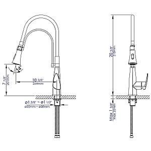 ALFI brand ABKF3001-BN Kitchen Faucet, 20.4"H, Brushed Nickel