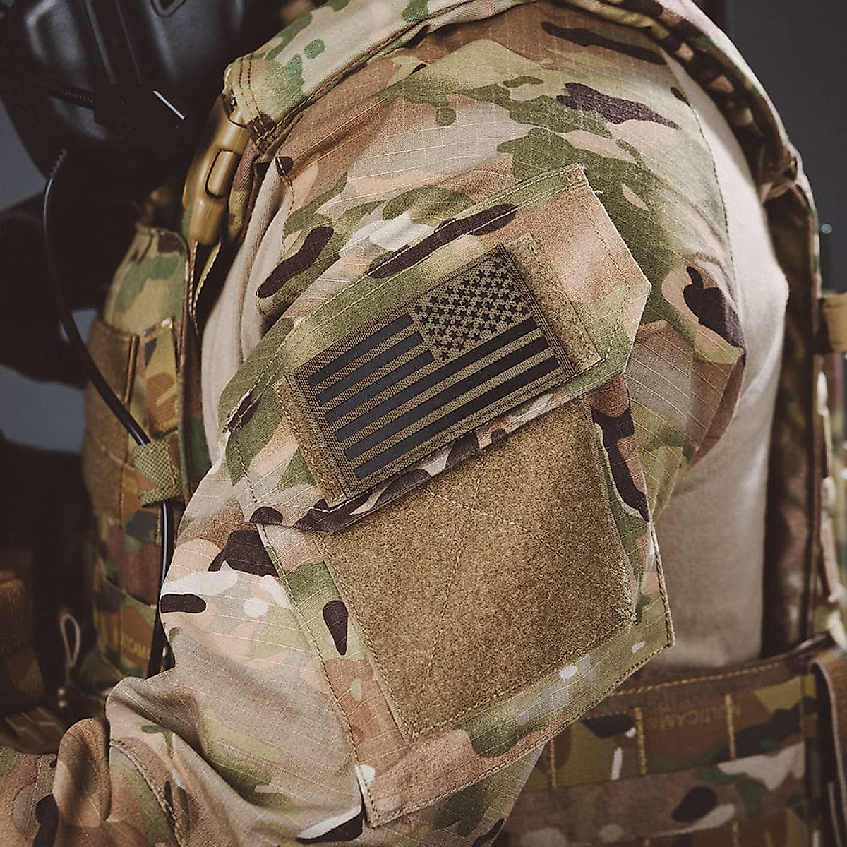 EXCELLENT ELITE SPANKER 2 Pcs American Flag Patch Reflective USA Flags Patches PVC Tactical Patch for Backpack Vest Clothes Hat Patch Military Team Patch (Ranger Green)