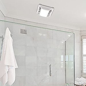 Maxxima Luvoni 90 CFM Bathroom Exhaust and Ventilation Fan with Light - 1 Sone Quiet Noise Free Operation, Ceiling Mounted Ventilator with Built-in LED Light and White Grill