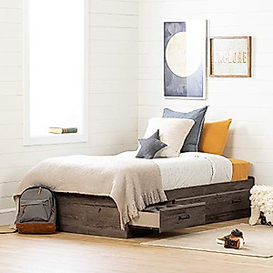 South Shore Ulysses Twin Mates Bed Fall Oak