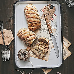 1PCS Handcrafted Vintage Tray White Enamel Home Cake Oven Baking Tray Square Retro Plates (16CMX22CMX3CM)