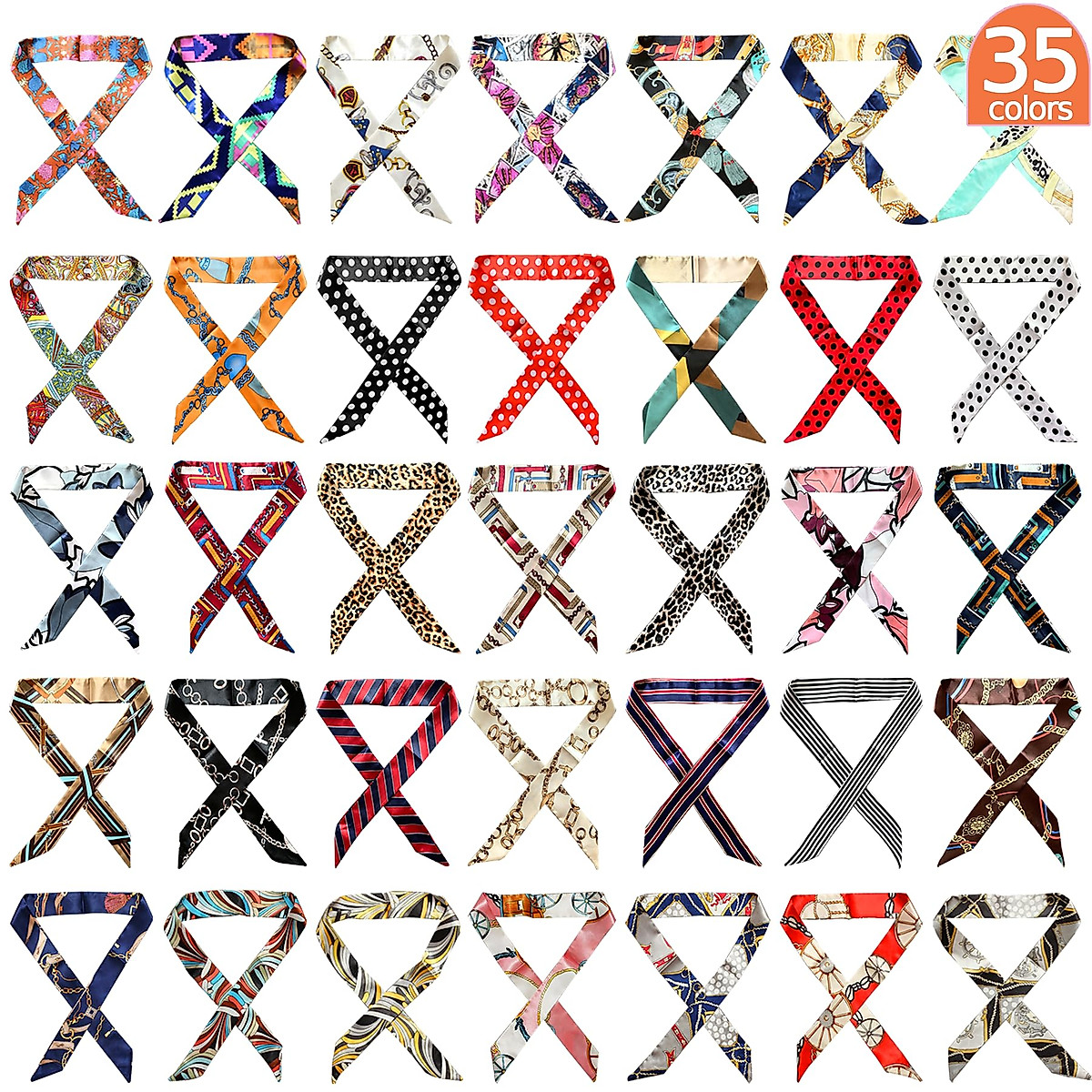 Hajoyful Neckerchief Scarf - 35pcs Hairband Handbag Handle Ribbon Fashion Bag for Women Girls Decoration…