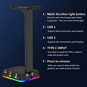 ANIIC Headset Stand RGB Headphone Stand Over-Ear Headset Desk Bracket Earphone Holder Display Shelf USB Support Gaming PC Accessories Headphone Stand