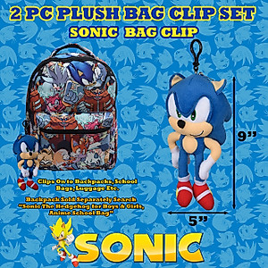 AI ACCESSORY INNOVATIONS Sonic The Hedgehog Sonic & Super Sonic Plush 8" Bag Clip Set, Toys for Kids, Toddler, & Preschoolers, 2 Pc