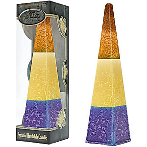 Shalhevet Light Pyramid Self Standing Long Lasting Havdalah Candle (Fire - Brown Orange Red)