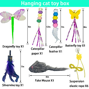 Mitubati Cat Toys Indoor Hanging Door Retractable Bird Cat Toy for Kitten Fun Exercise Interactive String Feather Cat Toys for Hunting Chase (6 Pack)
