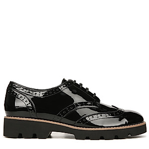 Vionic Womens Charm Alfina Comfort Lace Up Loafers- Supportive Walking Shoes for Heel Pain, Plantar Fasciitis with Orthotic Insole Arch Support Black Patent Leather 8 Wide