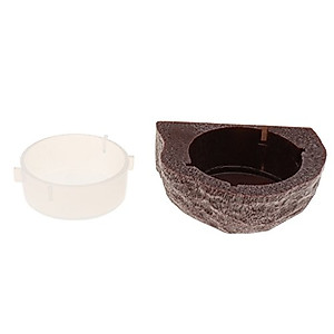 SM SunniMix Magnetic Reptile Feeding Cup Gecko Feeder Ledge Cups Dish Bowl Spider, Brown
