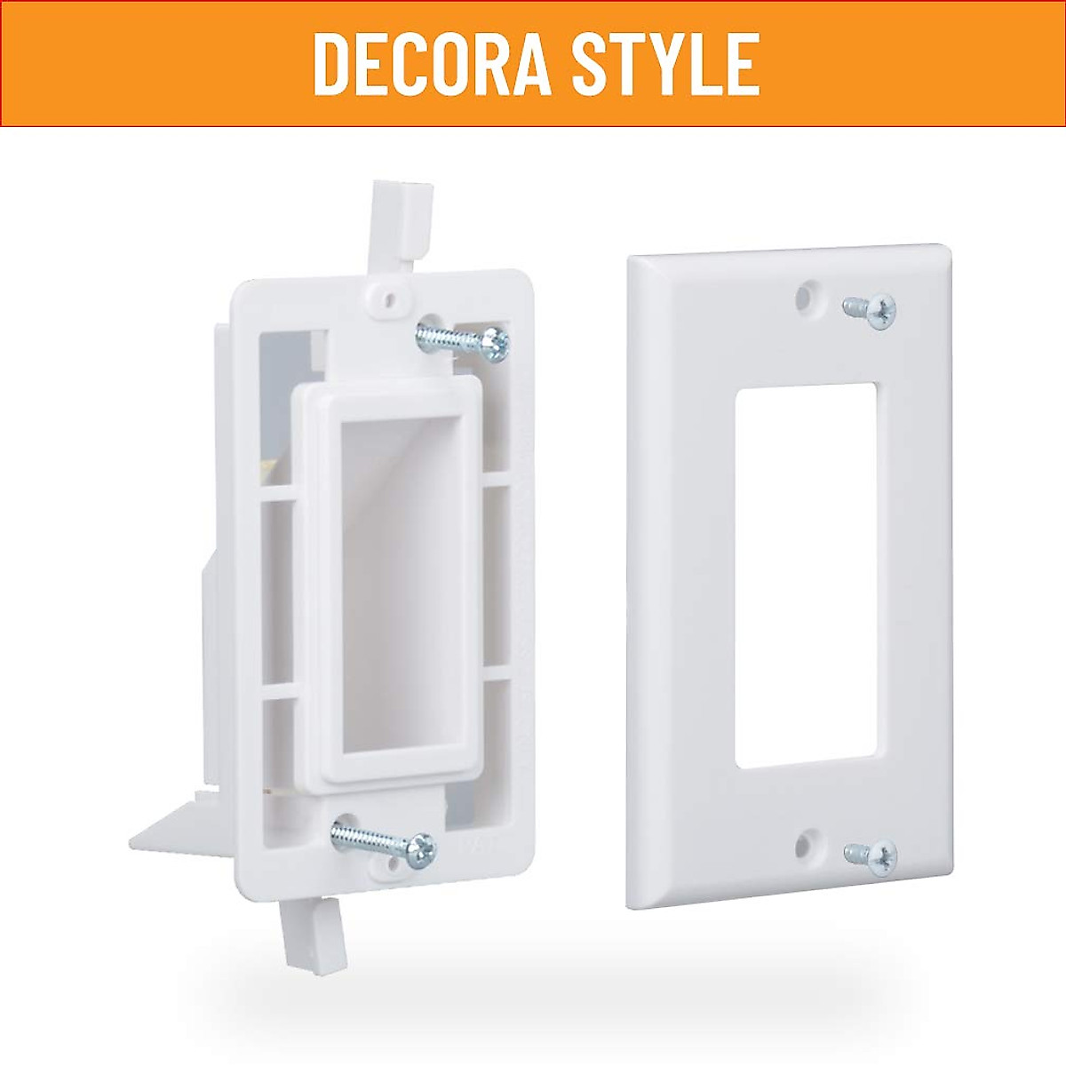 Wi4You Recessed Wall Plate 2 Pack Decotive Cable Wall Plate with Fly Mounting Wings Bottom Opening for Low Voltage Cable Pass Through WI1009-2