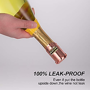 OWO Champagne Stopper, Stainless Steel Bottle Plug Sealer for Sparkling Wine, Superior Leak-Proof Bubble Retaining Saver, No Sharp Edge, No Spill, Fizz Saver, Passed Press Test (Rose Gold)