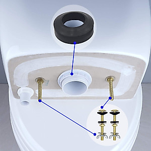 Universal Toilet Tank to Bowl Gasket Repair Kit, 2 Pcs Gasket and 4 Sets Brass Plated Heavy Duty Rustproof Bolt Hardware Kits Fits Most 3-Inch 3.5-Inch Flush Valve Opening 2-Piece Toilet Tanks