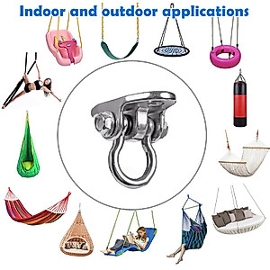 2 sets of stainless steel swing hanger, 180° swivel swing hook, 1500 lb load-bearing wooden concrete playground hammock, yoga hammock, ropes, slings, porch swing