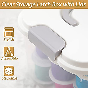 Xinnun 12 Pcs 5.5 Qt Storage Bins with Lids Clear 5 Liter Plastic Storage Containers Lidded Stackable Storage Box with Grey Latching Handle and Lid for Organizing Toys Snacks Cosmetics