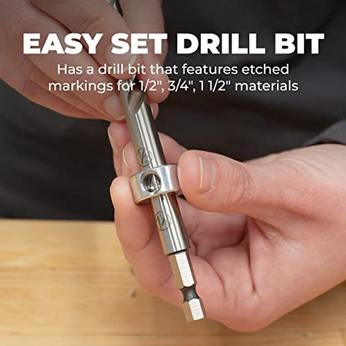 Kreg KPHA308 Easy-Set Pocket Hole Drill Bit with Stop Collar & Gauge/Hex Wrench