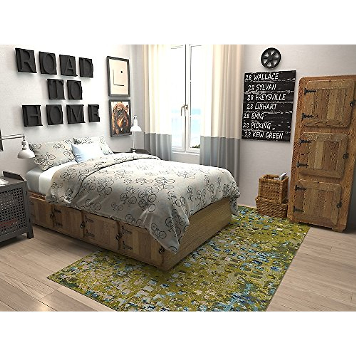 Unique Loom Jardin Collection Colorful, Vibrant, Abstract, Modern Area Rug, 5 x 8 ft, Green/Olive