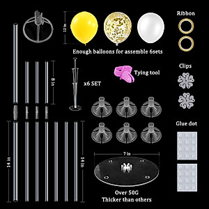 ZJDHPTY 6 Set Balloon Stand with Yellow and White Balloons Centerpiece Table Decorations Bee Daisy Sunflower Theme Pary Decorations Birthday Bridal Shower Wedding New Years Decorations 2025