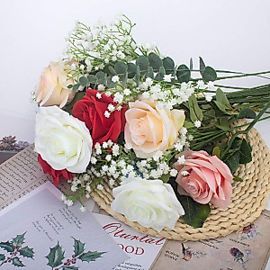 Grunyia 12 Pcs Artificial Baby Breath Flowers, Real Touch Gypsophila Bouquets Fake White Flowers for Wedding DIY Party Home Garden Decoration