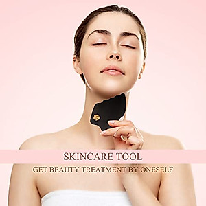 Contrybox Gua Sha Facial Tools, Natural Bian Stone Guasha Tool for Face & Puffiness Reducing, Gua Sha Stone Facial & Body Massage, Premium Face Stone Gua Sha Tools for Women Skincare, Black