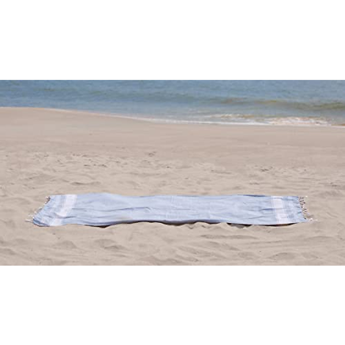 LANE LINEN 100% Cotton Beach Towel with Bag 2 Piece Towels for Adults 39"x71" Pool Extra Large Quick Dry Sand Travel - Sky Blue