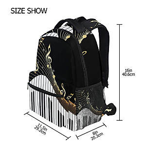 AUUXVA Piano Keyboard Music Note Backpack College School Book Shoulder Bag Travel Daypack for Boys Girls Man Woman