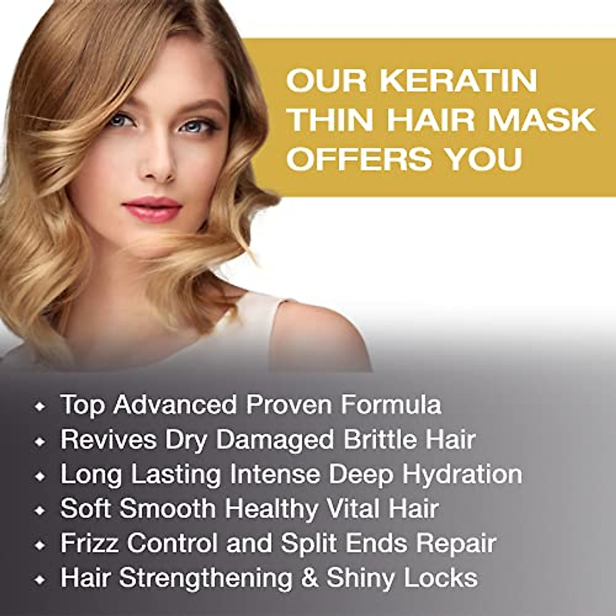 Vitamins Keratin Hair Mask Deep Conditioner - Biotin Protein with Castor Oil Repair for Dry Damaged and Color Treated Hair - Conditioning Treatment for Curly or Straight Thin Fine Hair