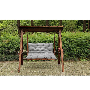 Meimond Swing Cushion 3 Seat 60 Inch,Outdoor Porch Waterproof Patio Bench Back Cushion, Leisure Chair Couch Cushion,4 Inch Thick Patio Garden Furniture Replacement Seat Cushion(Color:Grey)
