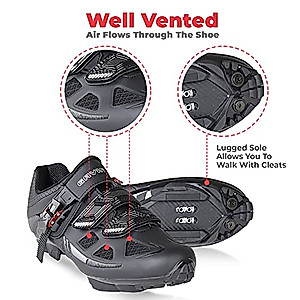 Gavin Elite MTB Cycling Shoe, Mountain Bike Shoe - SPD Cleat Compatible Black