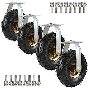 Rubber Caster Wheel Swivel Castors Fixed Heavy Duty Industrial Caster, with Tyre Veins, with Ball Bearings, Outdoor, Swivel, Dolly, Workbench, Trolley