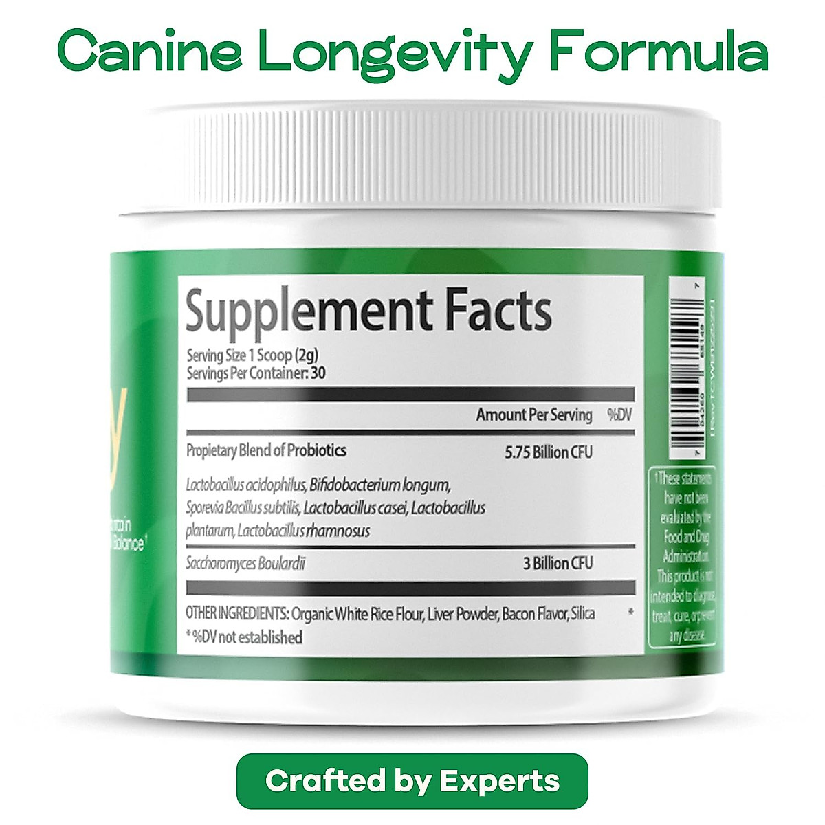 Wild Belly TrueCanine Probiotics for Dogs, 8.75 Billion CFU - Dog Probiotics for Digestive Health, Allergy&Itchy Skin, Anti-Aging & Gut Health for Dogs - Made in USA, Bacon Flavor, 30 Servings