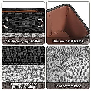 Fabric Cube Storage Bins 10.5" x 10.5" x 11", Clothes Storage Basket with Handle for Cube Organizer, Shelf, Closet, Nursery, Office, Laundry Room (Set of 6, Dark Grey)