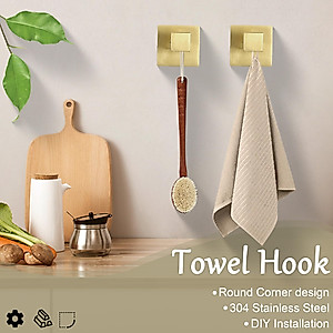 LANC Towel Hooks Bathroom Hardware Clothes Hook Brushed Gold Coat Hooks Heavy Duty Hanger Robe Hook for Bathroom Kitchen Garage Hotel Wall Hooks Stainless Steel Wall Mounted 3 Pack, A8805BG-P3