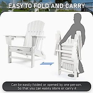 FUNBERRY Patio Rocking Chair Set of 2,Porch Rocker,Rocking Adirondack Chair,Folding Adirondack Chairs with Ottoman,All Weather Rocking Chair,Plastic Rocking Chair,350 lbs