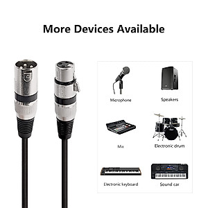 Giusuemp XLR Balanced Microphone Cables 3 Pin XLR Male to Female，10 feet，Silver Black for Powered Speakers, Audio Interface or Mixer Live Performance & Recording