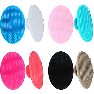 Tatuo 8 Pcs Face Scrubber Soft Silicone Face Scrubber Exfoliator Silicone Facial Cleansing Brush Cradle Cap Wash Brush Blackhead Pore Pad for Deep Cleaning Skin Care 8 Colors